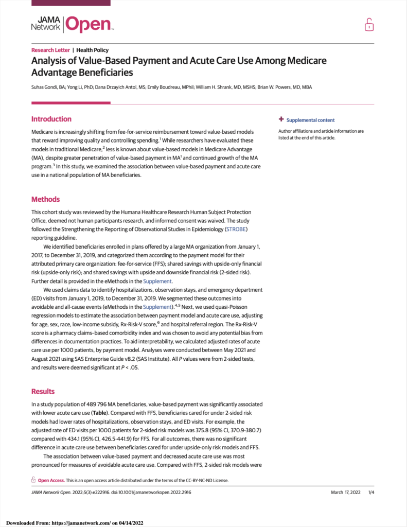 Medicare Advantage: Value-Based Care Reduces Hospitalizations